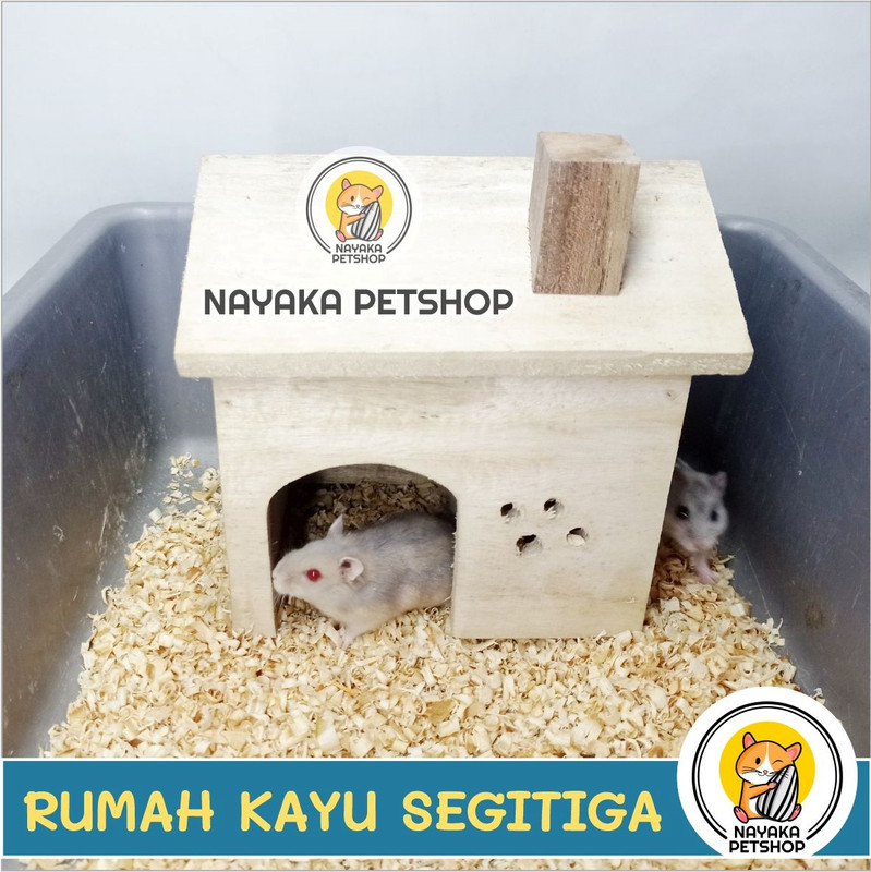 Rumah Kayu Hamster Atap Segitiga Besar Wooden Home Kandang Tupai House ...