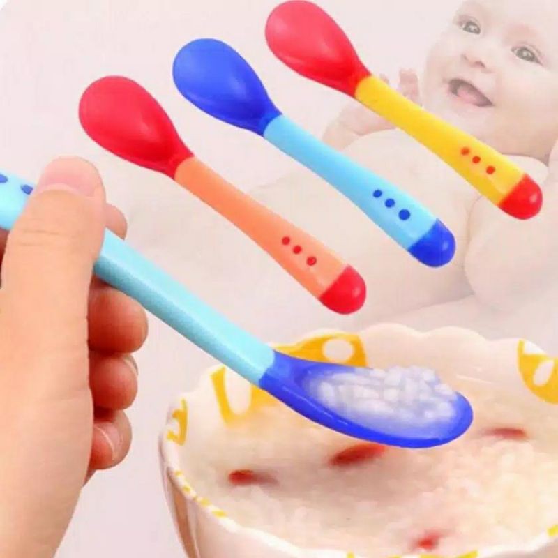 Sendok bayi silikon / Sendok makan Pengubah Suhu sensor panas | Lazada ...
