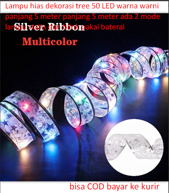 Lampu hias dekorasi tree 50 LED warna warni panjang 5 meter panjang 5 ...