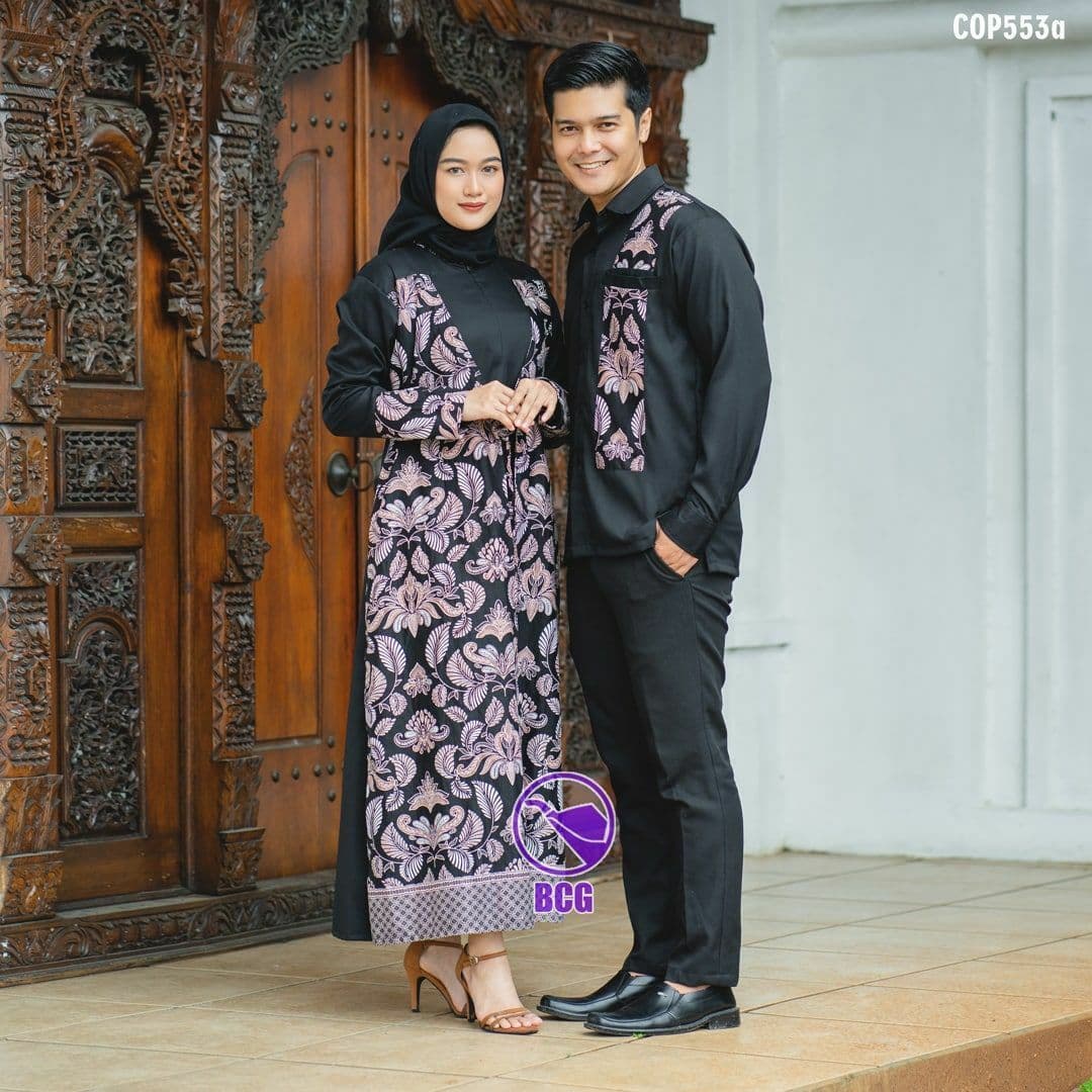 Gamis Batik Couple Muslim Matt. Kain Batik Halus-Mix Arabian Crepe ...