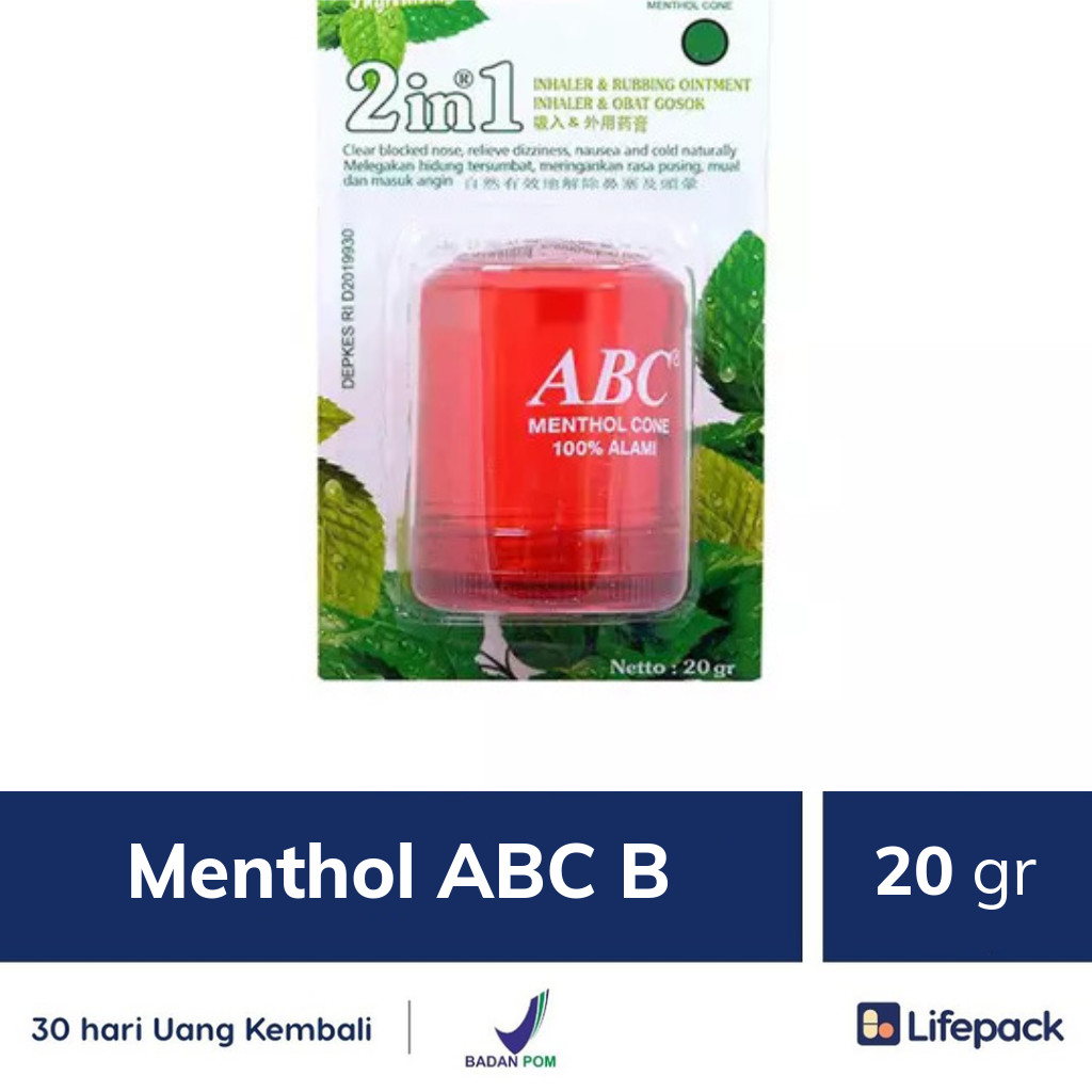SEHATSTORE - ABC MENTHOL INHALER ORIGINAL 20GR / INHALER ABC MENTHOL ...
