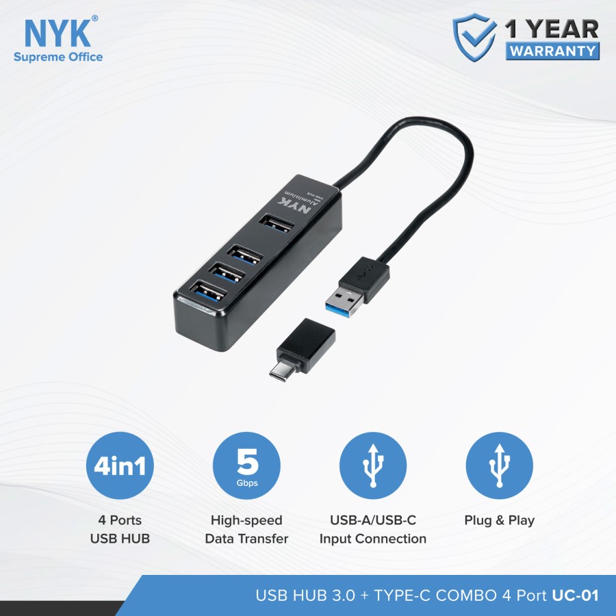 USB HUB Type-C 3.0 4 Port NYK UC-01 | Lazada Indonesia