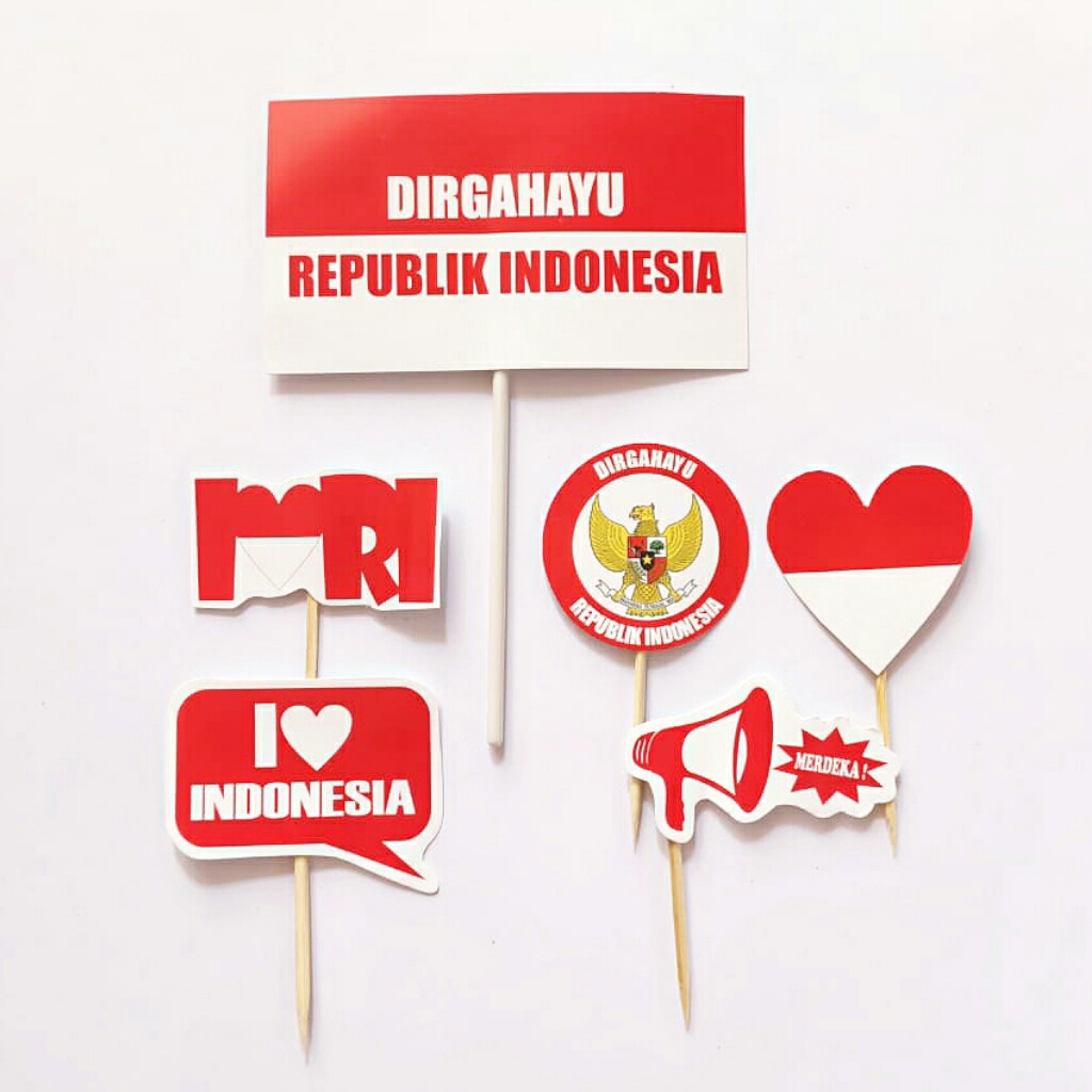 topper toper hiasan kue cake nasi tumpeng ulang tahun kemerdekaan HUT ...