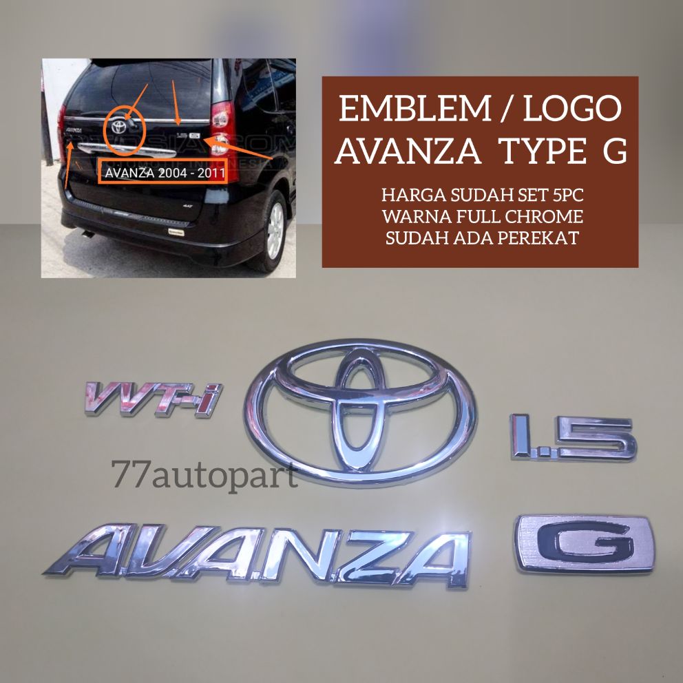 Emblem logo avanza type G set 5pc | Lazada Indonesia