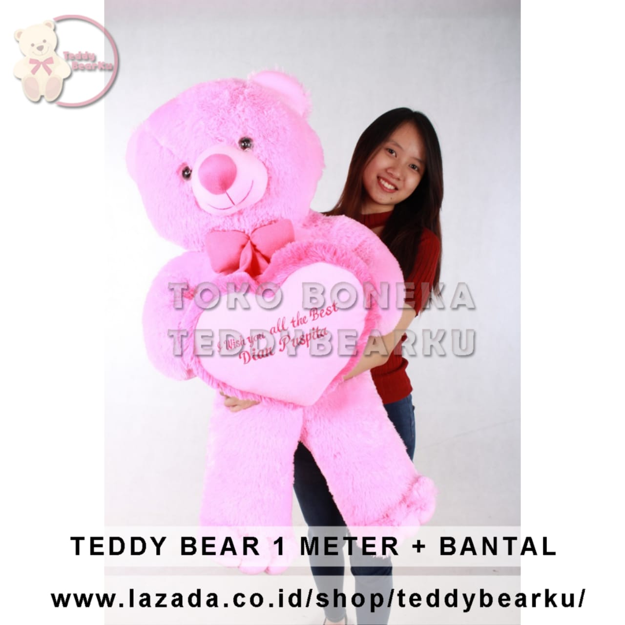 COD! Boneka Beruang Teddy Bear Jumbo Besar Custom Bantal Pink Khas ...
