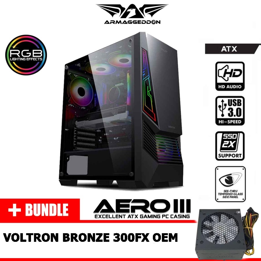 Armaggeddon AERO III ATX Gaming PC Case with Tempered Glass Side Panel | Lazada Indonesia