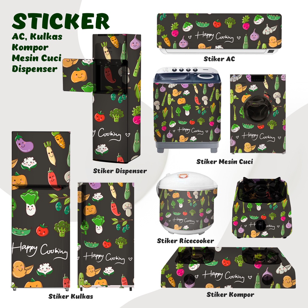 Setiker Sticker Stiker kulkas kompor mesin cuci 1 2 pintu tabung mata ...