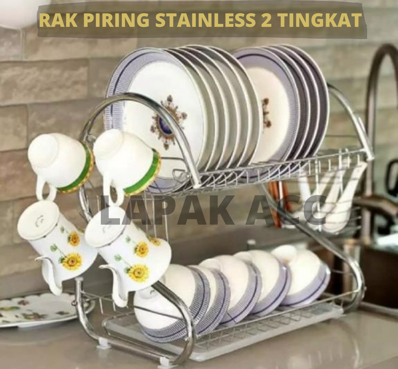 Rak Piring 2 Susun Stainless Minimalis - Dish Drainer / Rak Piring 2 ...