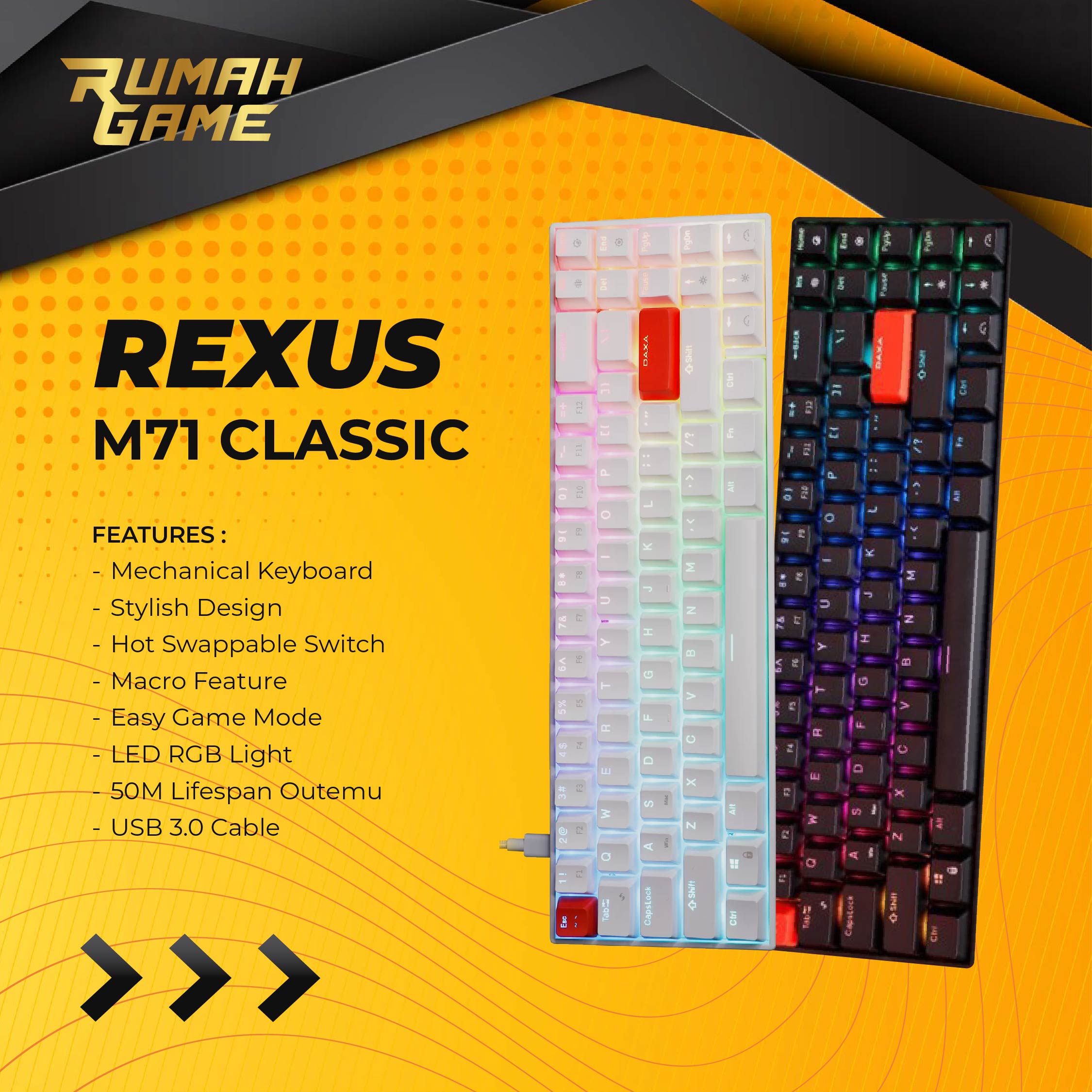 Rexus Daxa M71 Classic / Klasik Mechanical Keyboard Gaming | Lazada ...