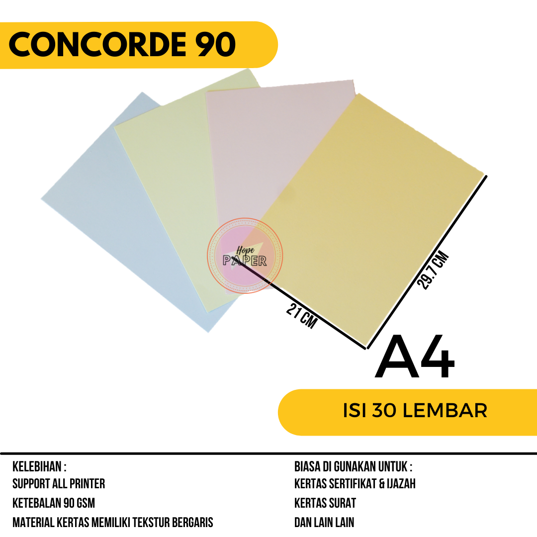 Hope Paper Kertas Concorde 90 Gsm A4/ Kertas Surat / Concorde / Kertas Concorde A4 | Lazada ...