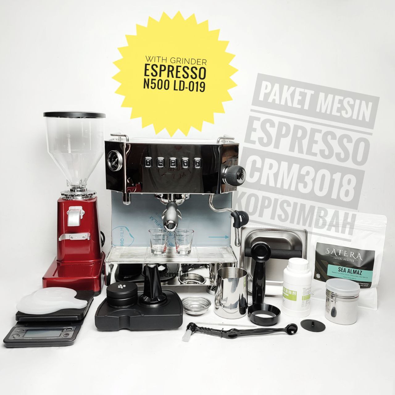 Paket Mesin Kopi Espresso Gemilai CRM 3018 + Electric Coffee Grinder ...