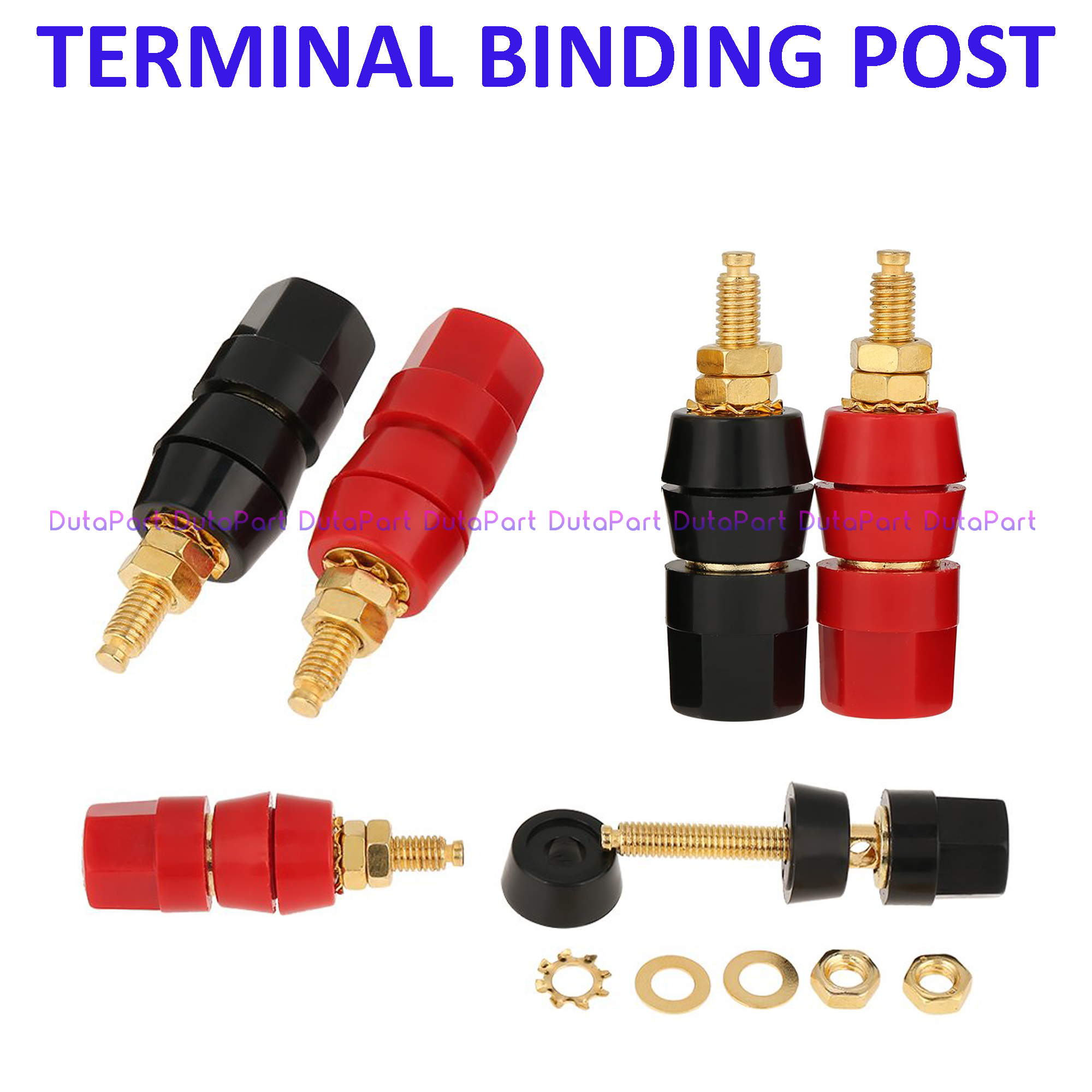 4 PASANG Terminal Binding Post GOLD PLATED Pos Banana Socket Konektor ...