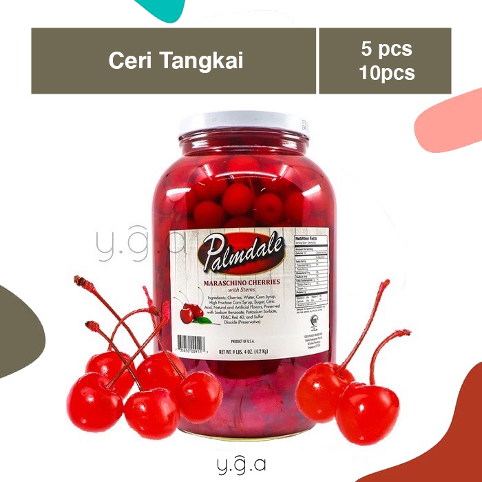 Ceri Merah Tangkai Palmdale Maraschino Cherry (REPACK) 5-10pcs / Red ...