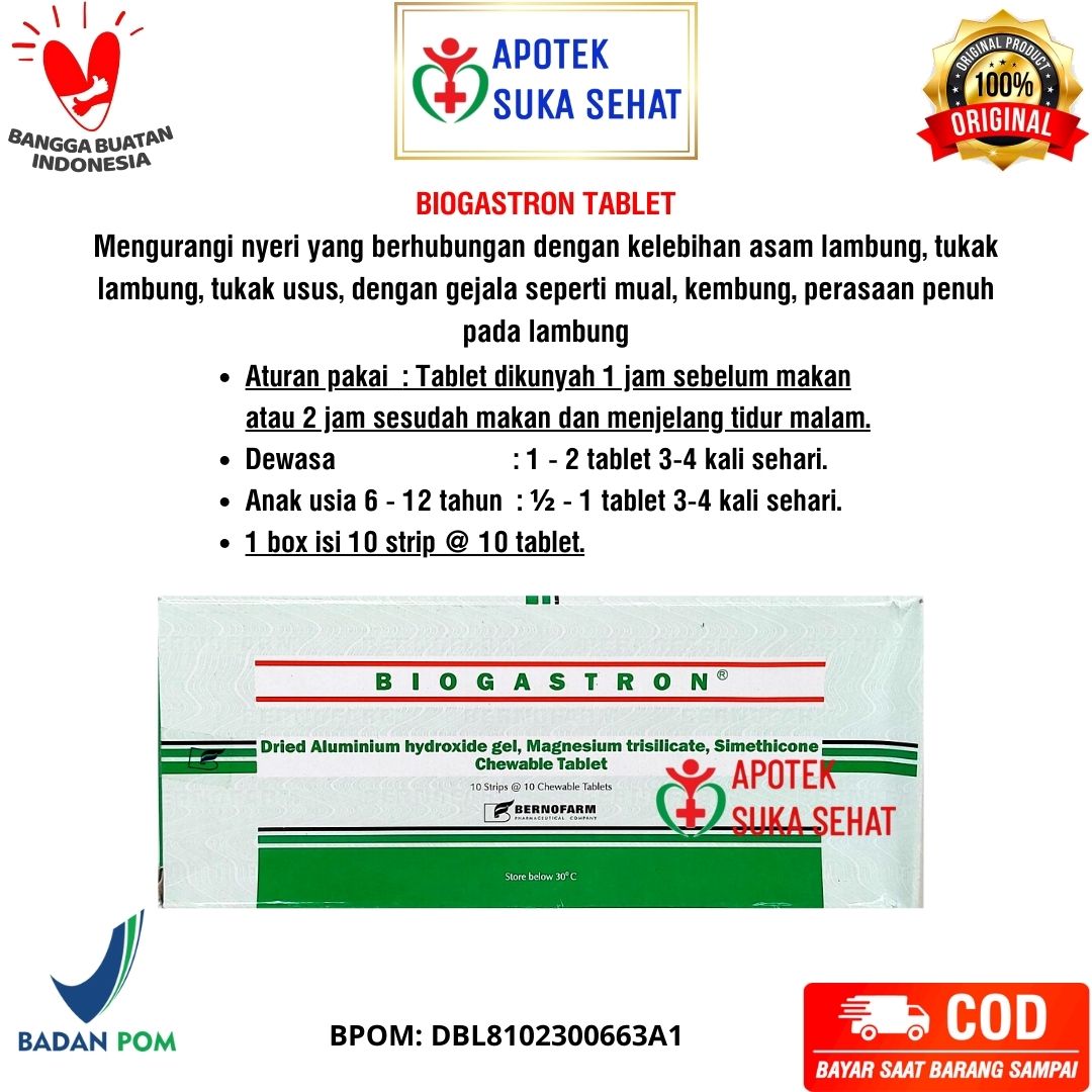 BIOGASTRON OBAT ASAM LAMBUNG ( 1 BOX ISI 10 STRIP ) | Lazada Indonesia
