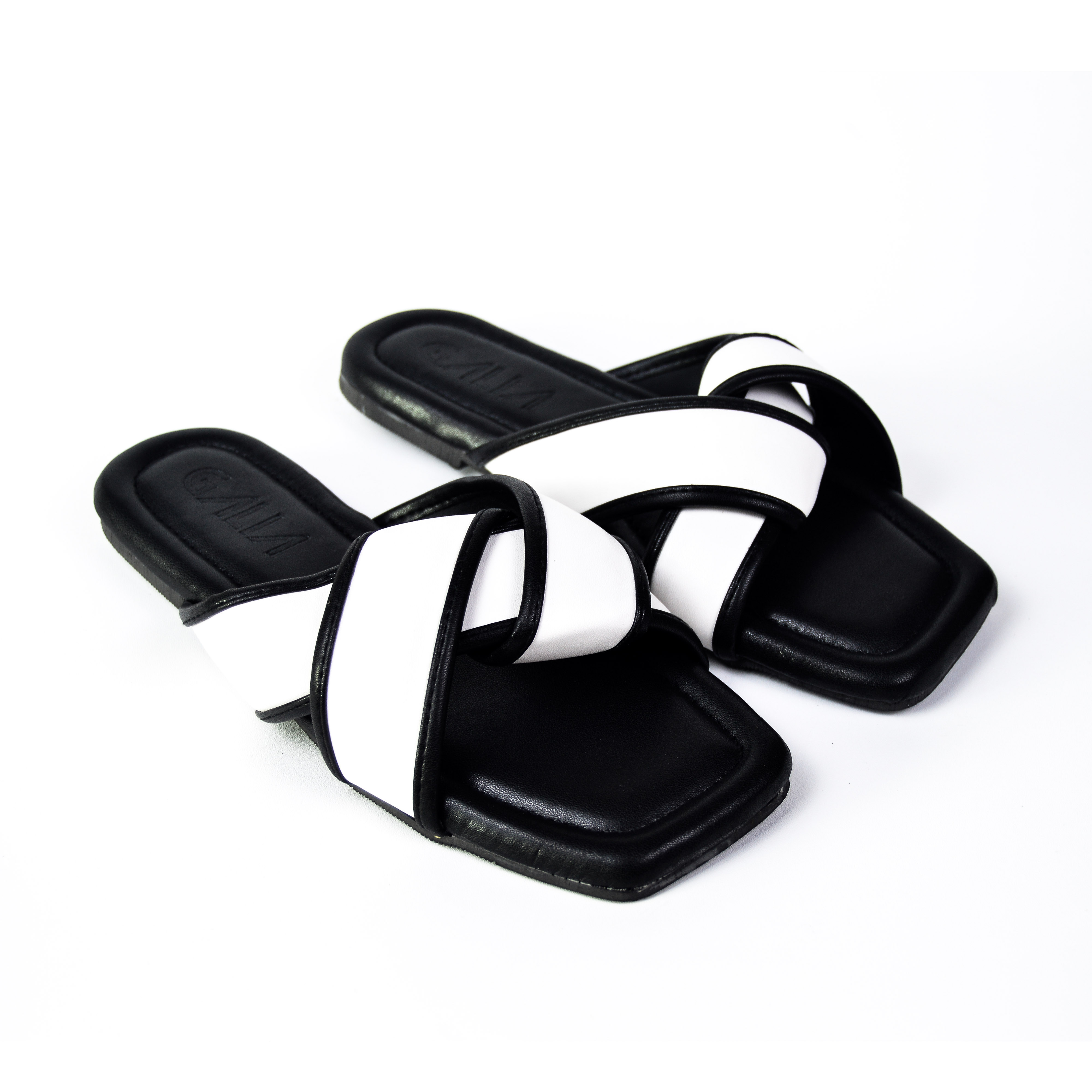 GALIA Elsa Sandal Selop Wanita Anyam Silang Hitam Putih | Lazada Indonesia