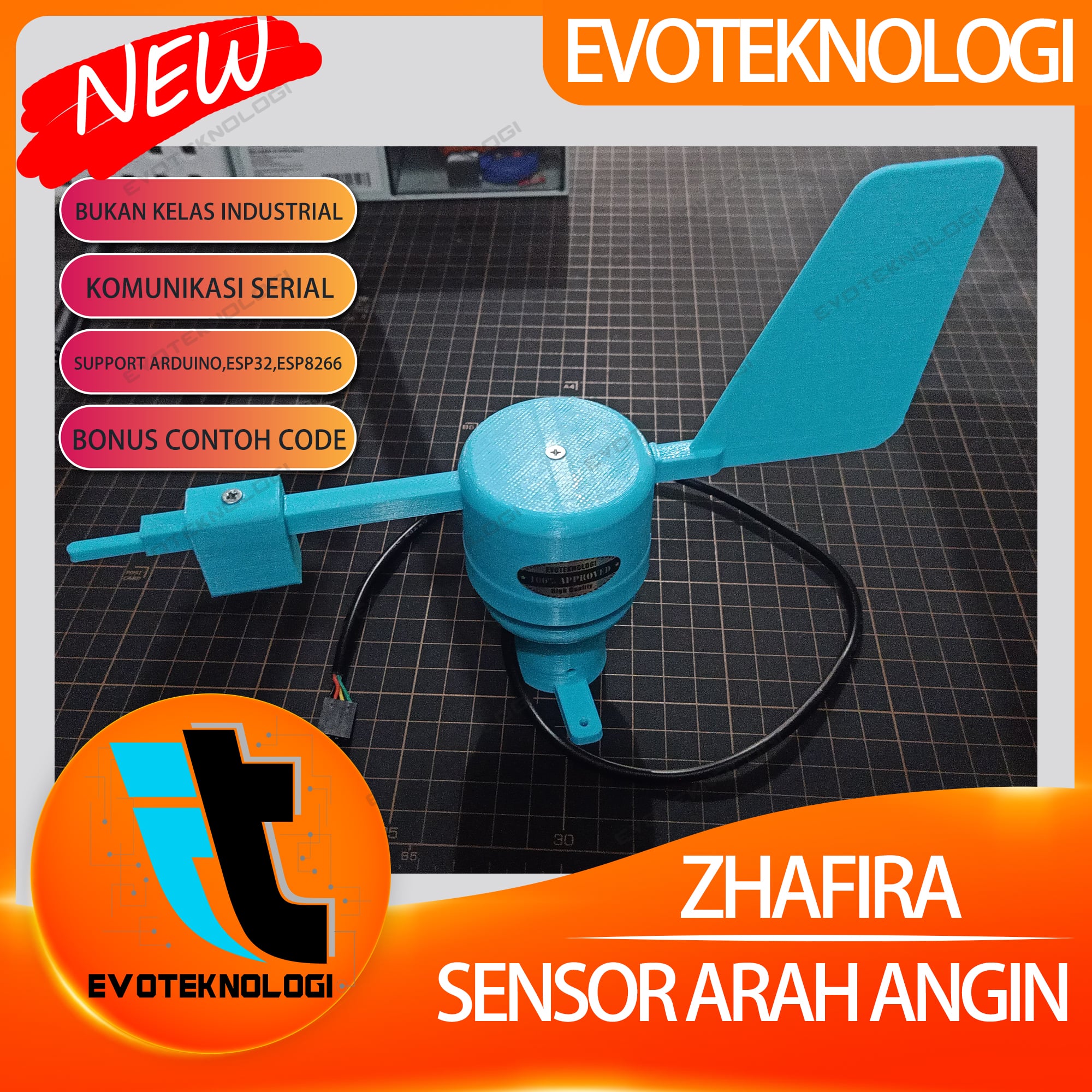 Zhafira Sensor Arah Angin Wind Direction Support Arduino ESP32 NodeMCU ...
