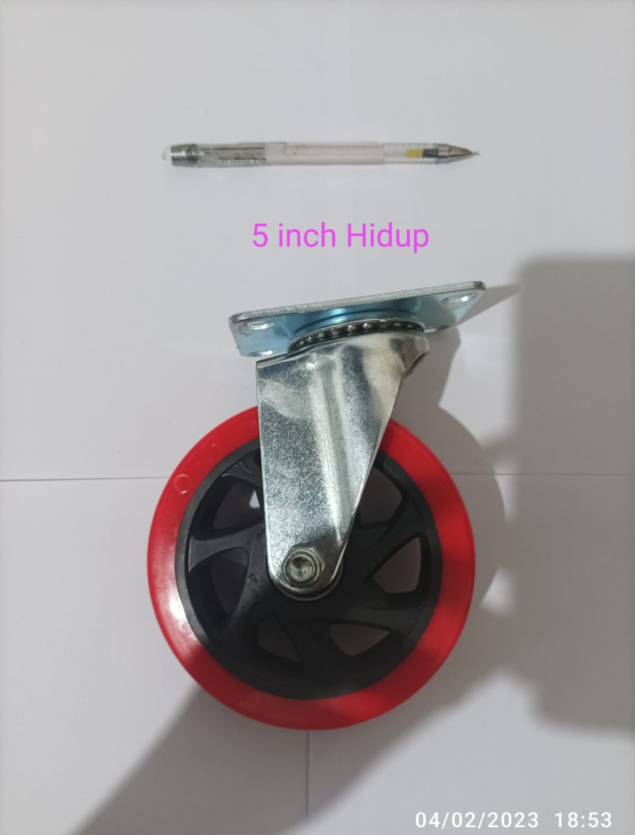 RODA PU MERAH 5 INCH VARIASI TIPE / RODA KASTOR DAN TROLI 5" HEAVY DUTY ...