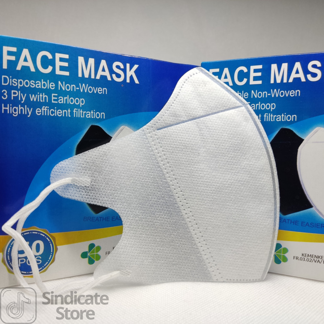 Masker Duckbill isi 50 pcs 3PLY Face Mask hitam putih ukuran Dewasa ...