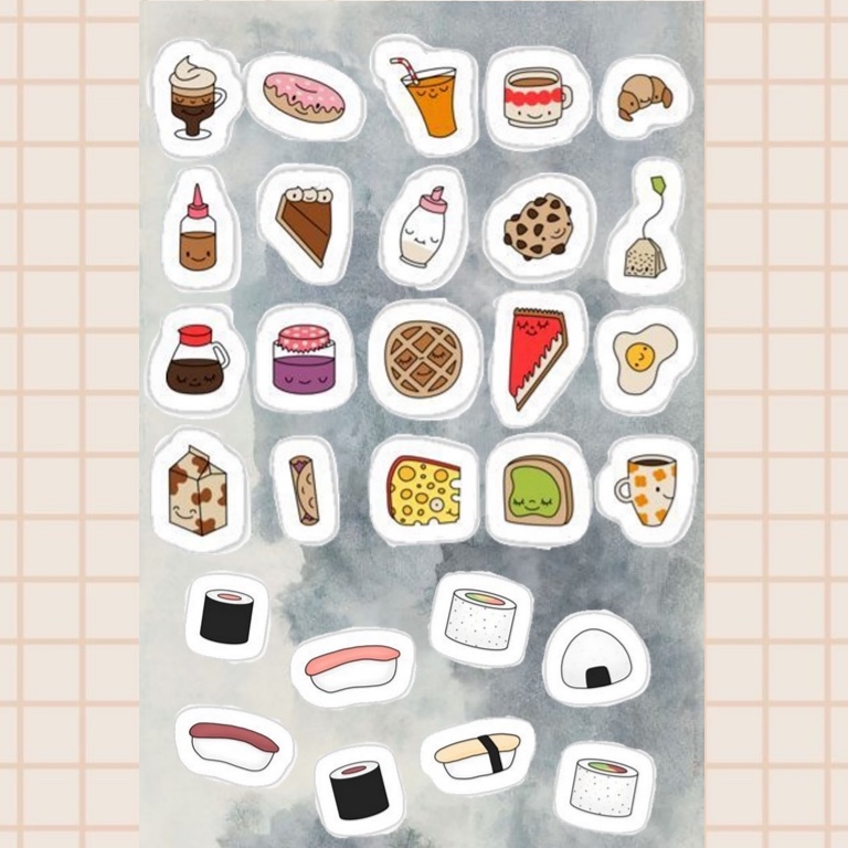 Foods Tumblr Stickers/ stiker tumblr biru/ stiker aesthetic/ stiker ...