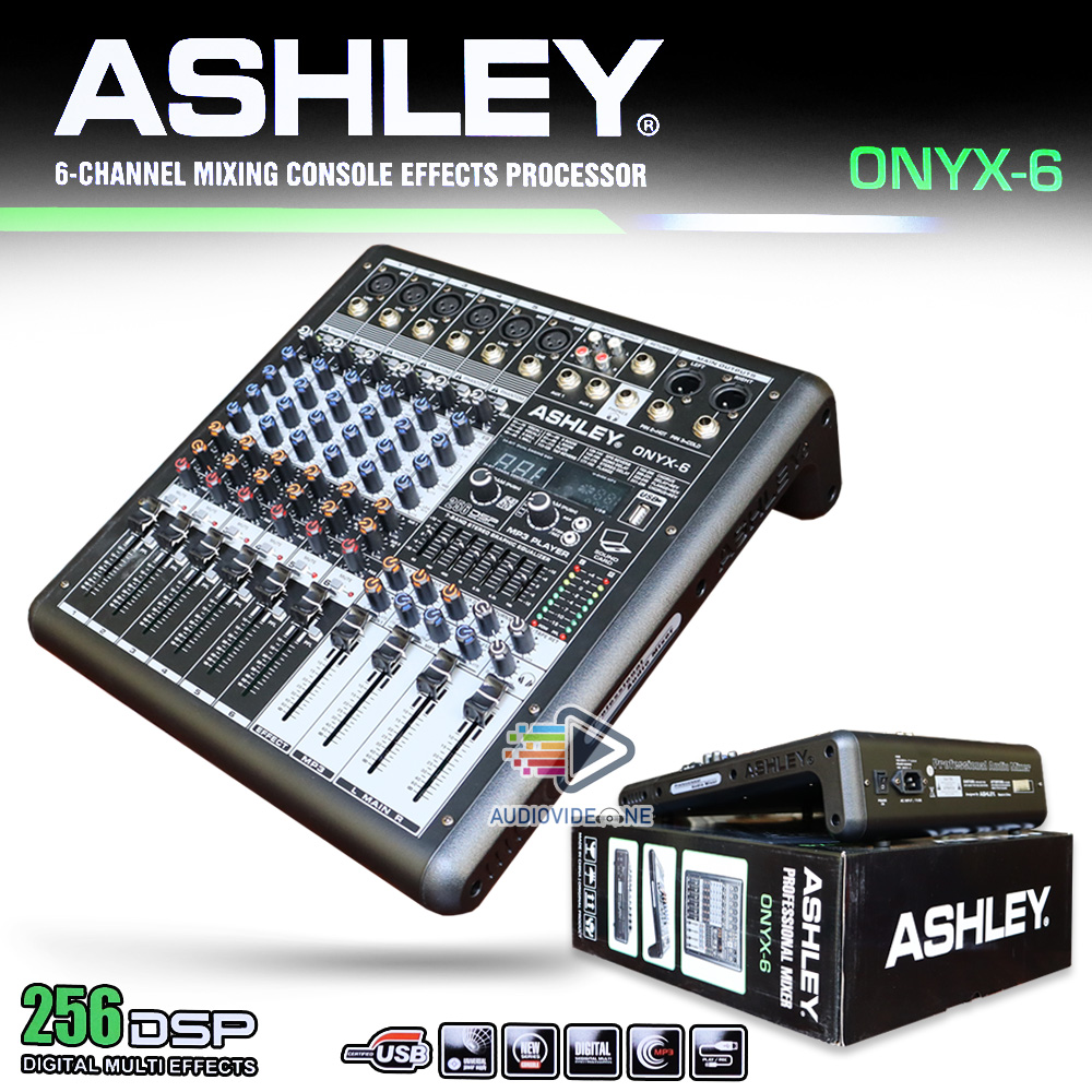 Mixer Ashley Onyx 6 Mixer Audio 6 Chanel Bluetooth Bisa Record To Pc 256 Dsp Efek Digital ...