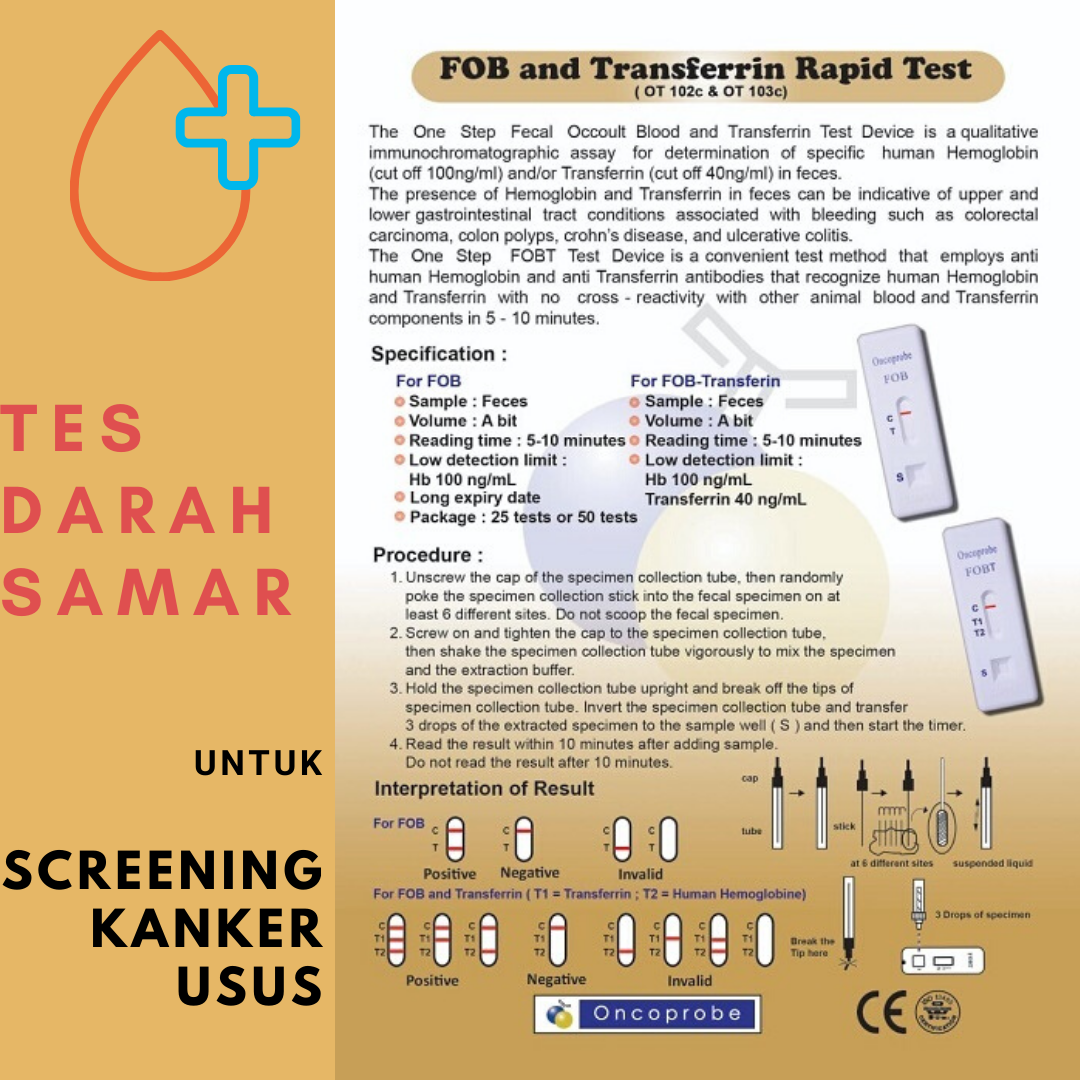 ONCOPROBE Tes Darah Samar di Feses Fecal Occult Blood and Transferrin ...