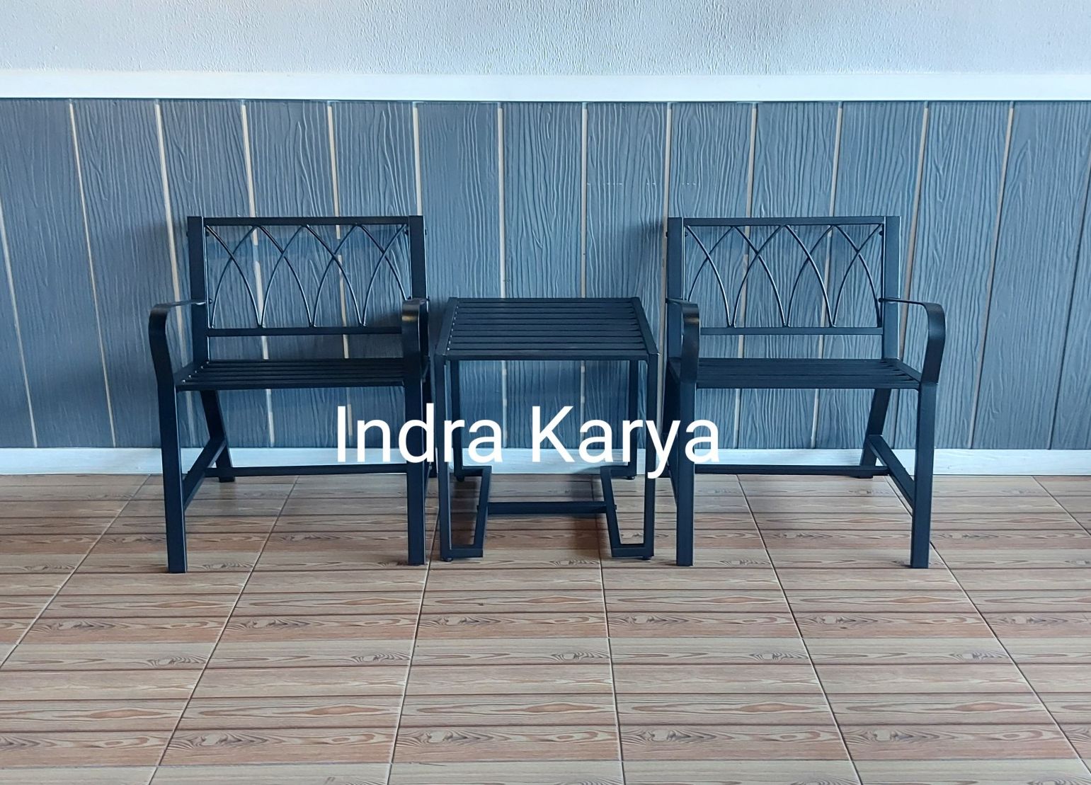 Meja kursi teras besi 1 set model beton | Lazada Indonesia