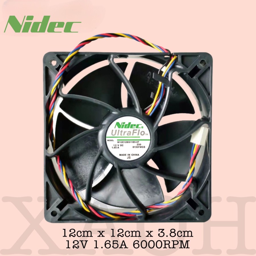 Nidec UltraFlo Fan Kipas W12E12BS11B5-57 12CM 12V 1.65A 6000RPM PWM ...