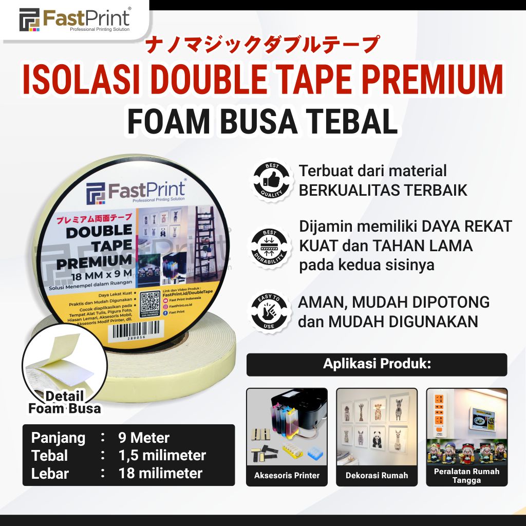 Isolasi Double Tape Foam Busa Premium Lakban Putih Tebal | Lazada Indonesia