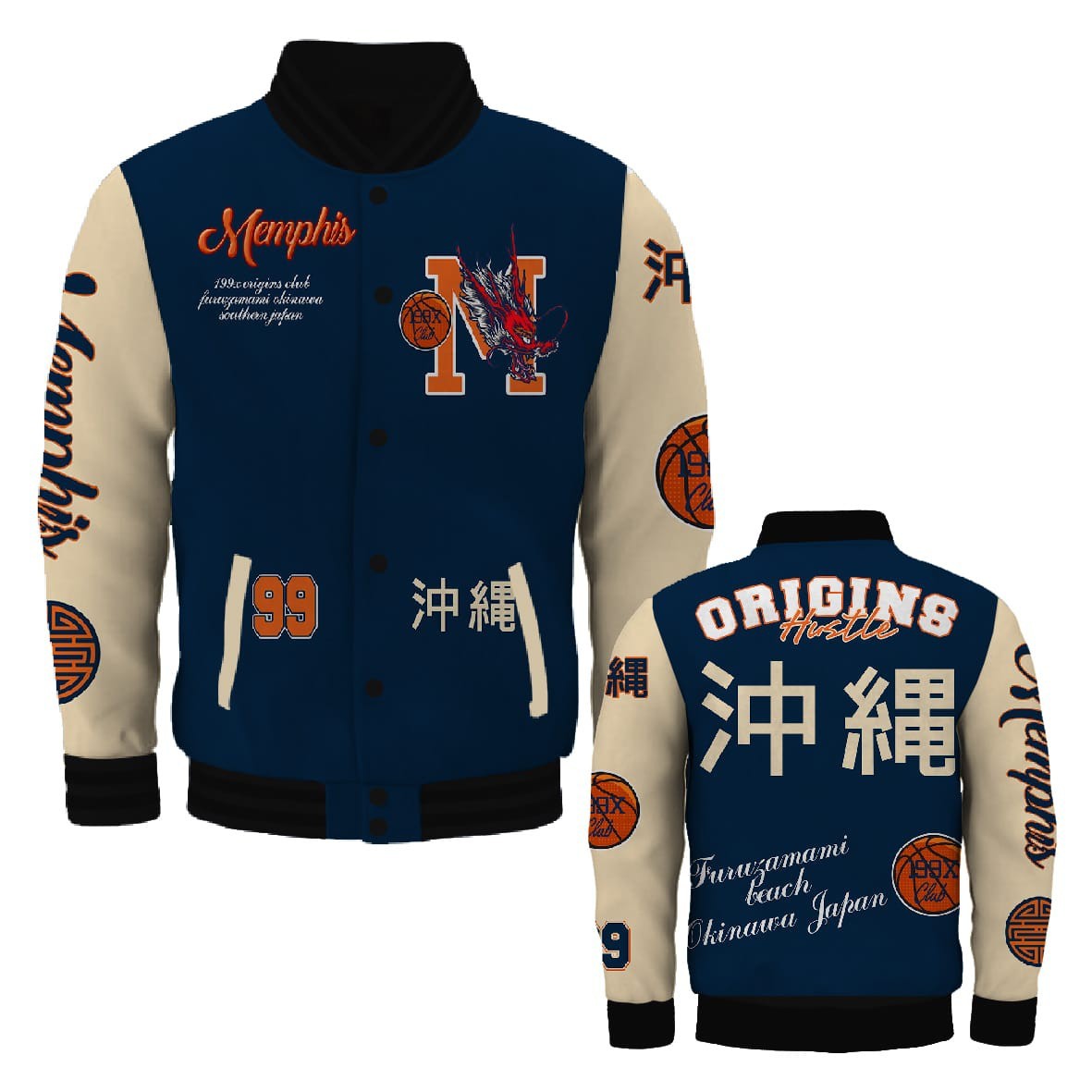 VARSITY JACKET MEMPHIS HUSTLE KAMIKAZE LOTTO NAVY UNITO | Lazada Indonesia