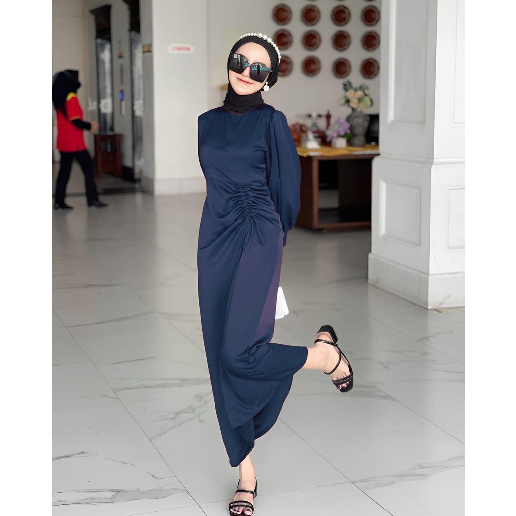 COD Dress satin simpel / Dress Velvet Simpel / Dress Kondangan Satin ...
