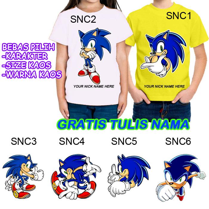 Kaos Baju Anak Sonic Free nama / Kado Unik | Lazada Indonesia