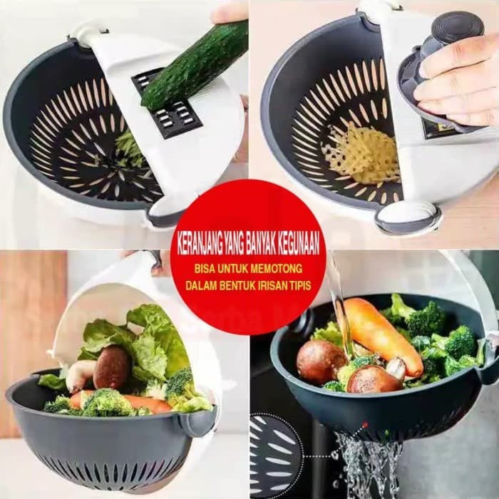 Pengiris Sayur & Buah Multi Fungsi + Pencuci Sayur + Pengupas Buah ...