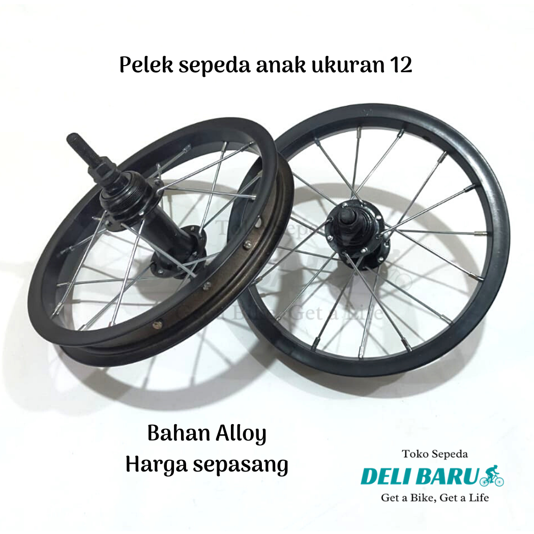 Pelek jadi Wheelset ukuran 12 Velg Alloy hitam sepeda anak | Lazada ...