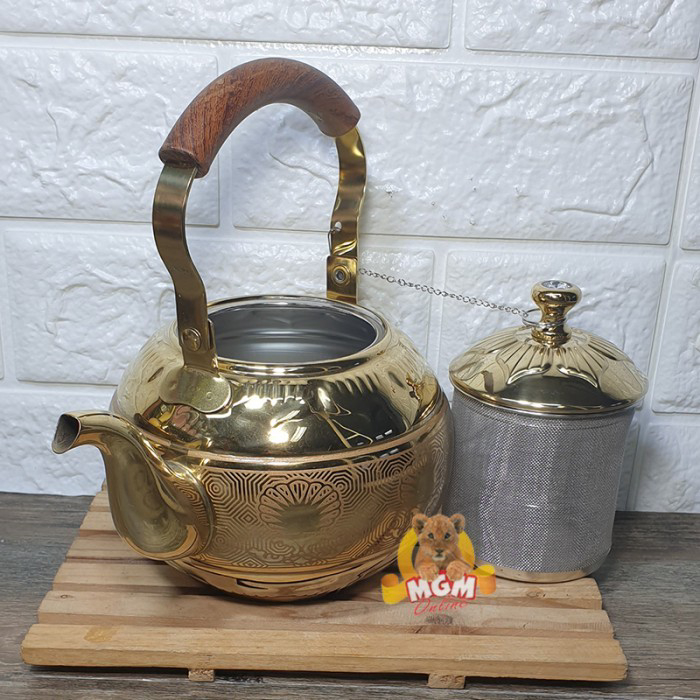 PREMIUM Motif Teko mutiara Teko emas w/ saringan 1.5L Teko ARAB Gold ...