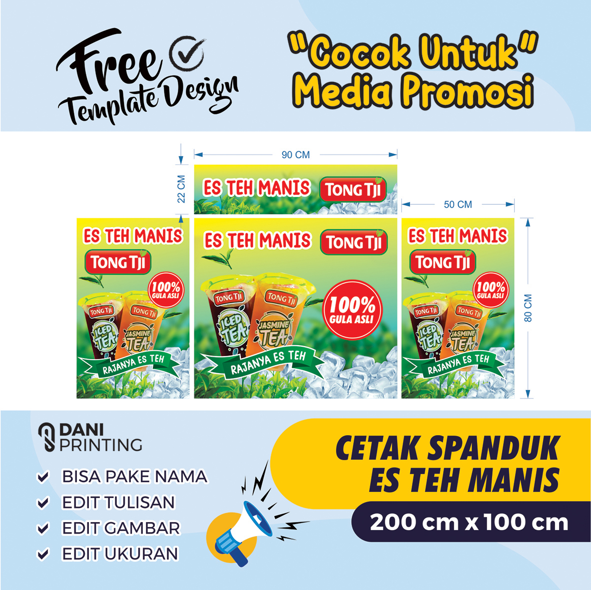 Banner Spanduk ES TEH MANIS TONGJI 4 BAGIAN 200 cm X 100 cm BISA DI ...