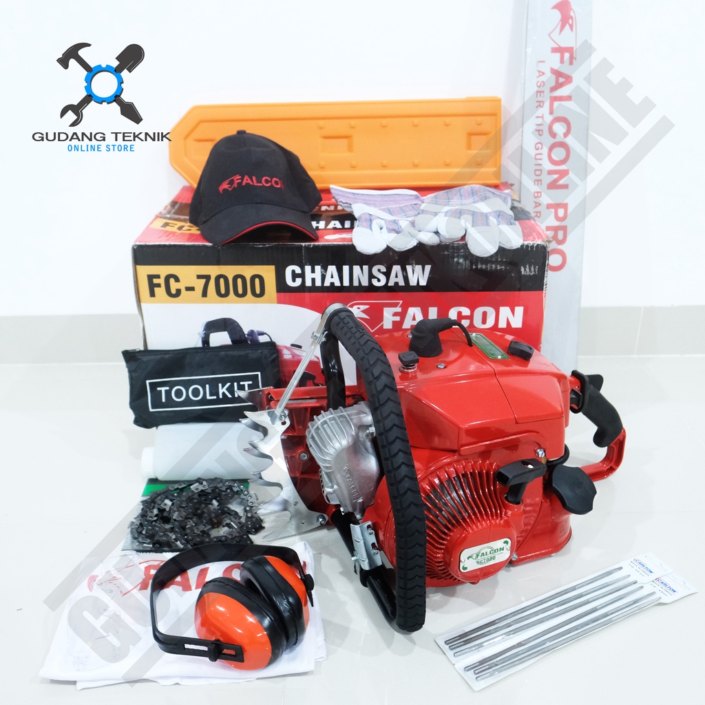 Chainsaw 36" FC7000 Pro FALCON 2Tak / Mesin Gergaji Kayu Chainsaw Bar Laser 36 Inch FC 7000 2T ...