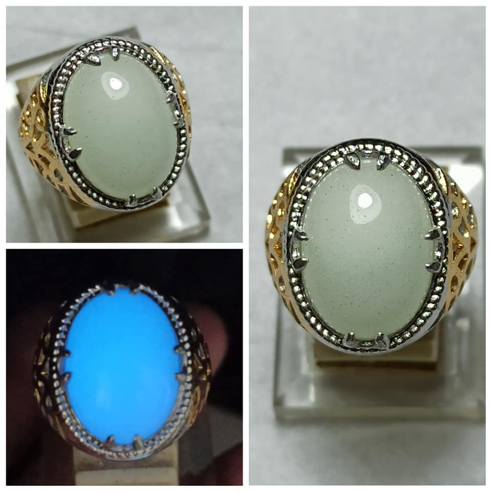 [COD] Batu Cincin Akik Fosfor Biru Nyala Dalam Gelap | Lazada Indonesia