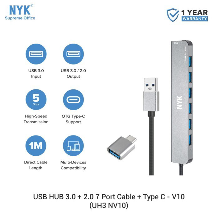 USB HUB 7 PORT METER 1 CABLE NYK V10 | Lazada Indonesia