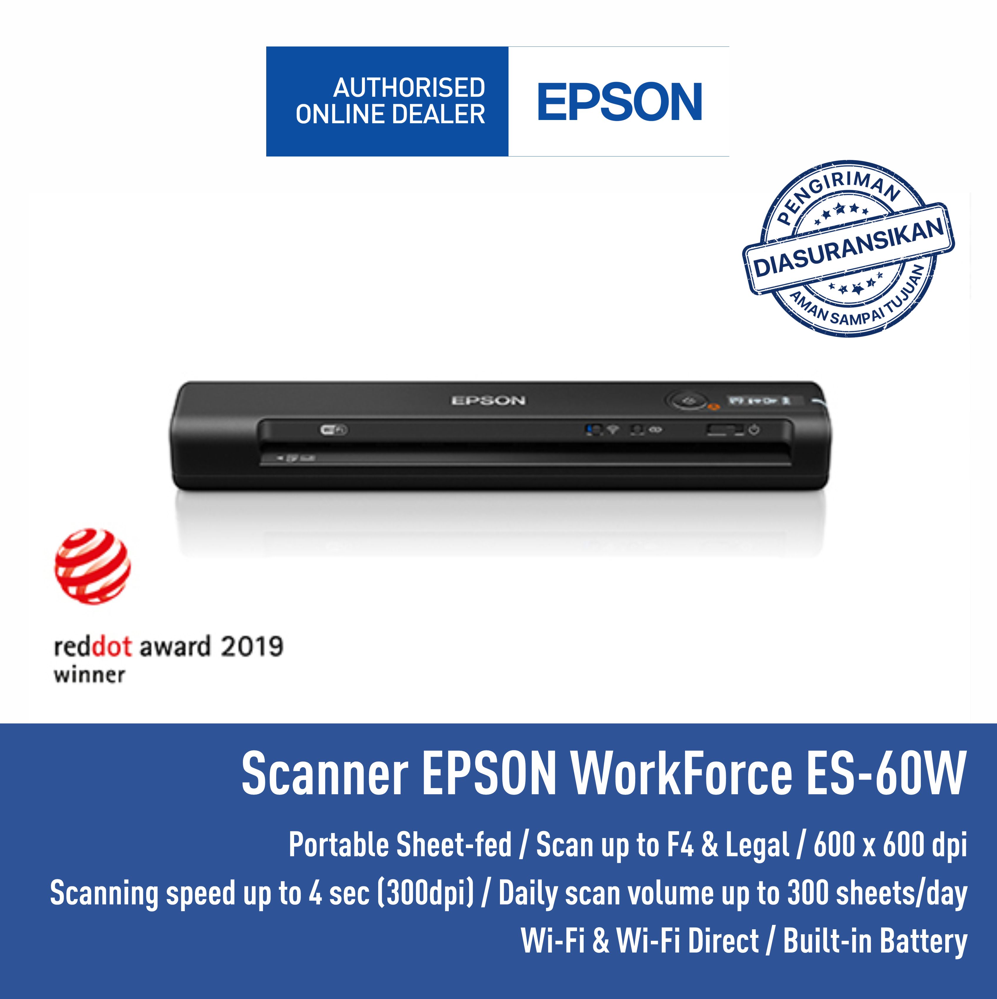 Scanner EPSON ES-60W EPSON ES60W ES 60 W ES 60W ES60 Wi-Fi F4 Legal ...