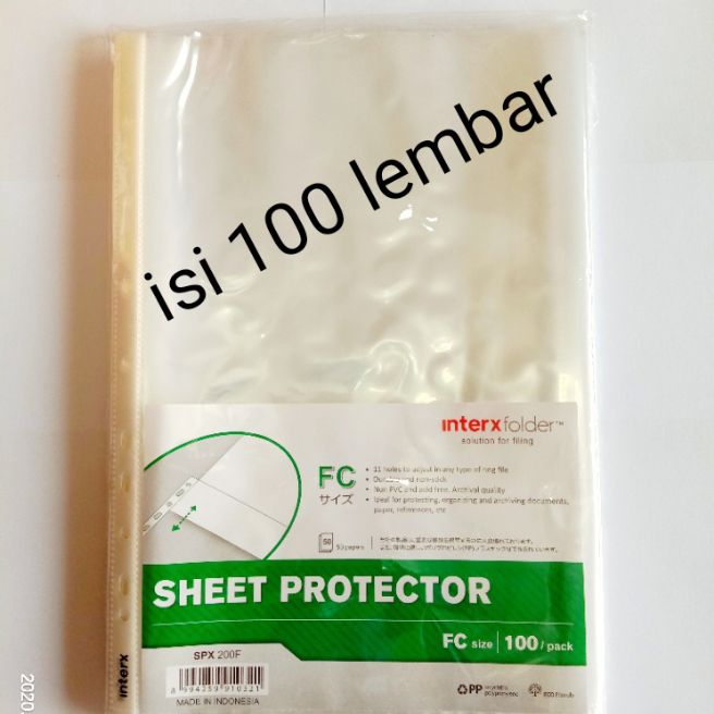 sheet protector/pp pocket folio inter x folder-100 lembar | Lazada Indonesia