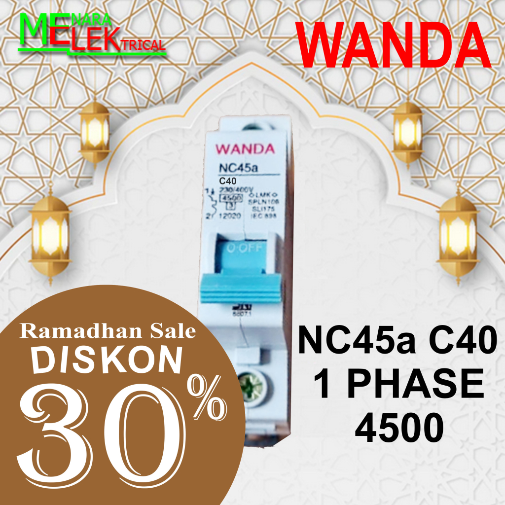 ME003 MCB WANDA NC45A C40 40 AMPERE 1 PHASE WANDA-NC45A-1P-C40-4500 | Lazada Indonesia