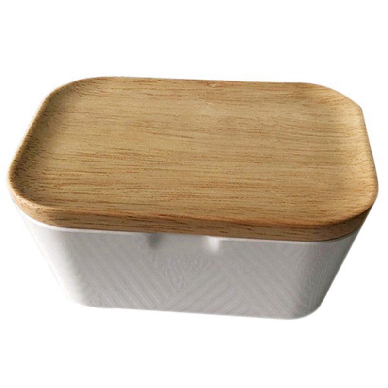 Butter Dish Butter Box Container with Wooden Cover Home Tool Useful ...