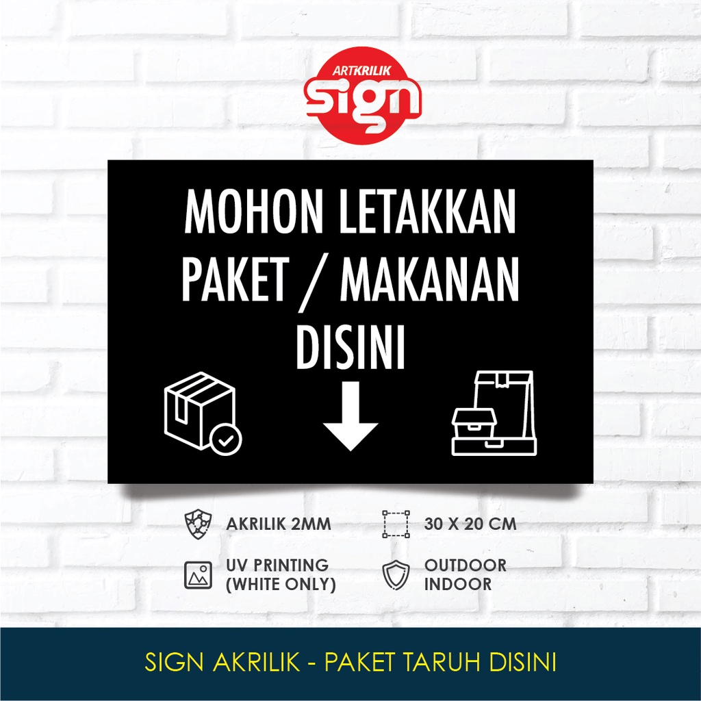 Sign Paket Taruh Disini Sign Kurir Antar Barang Sign Board Akrilik ...