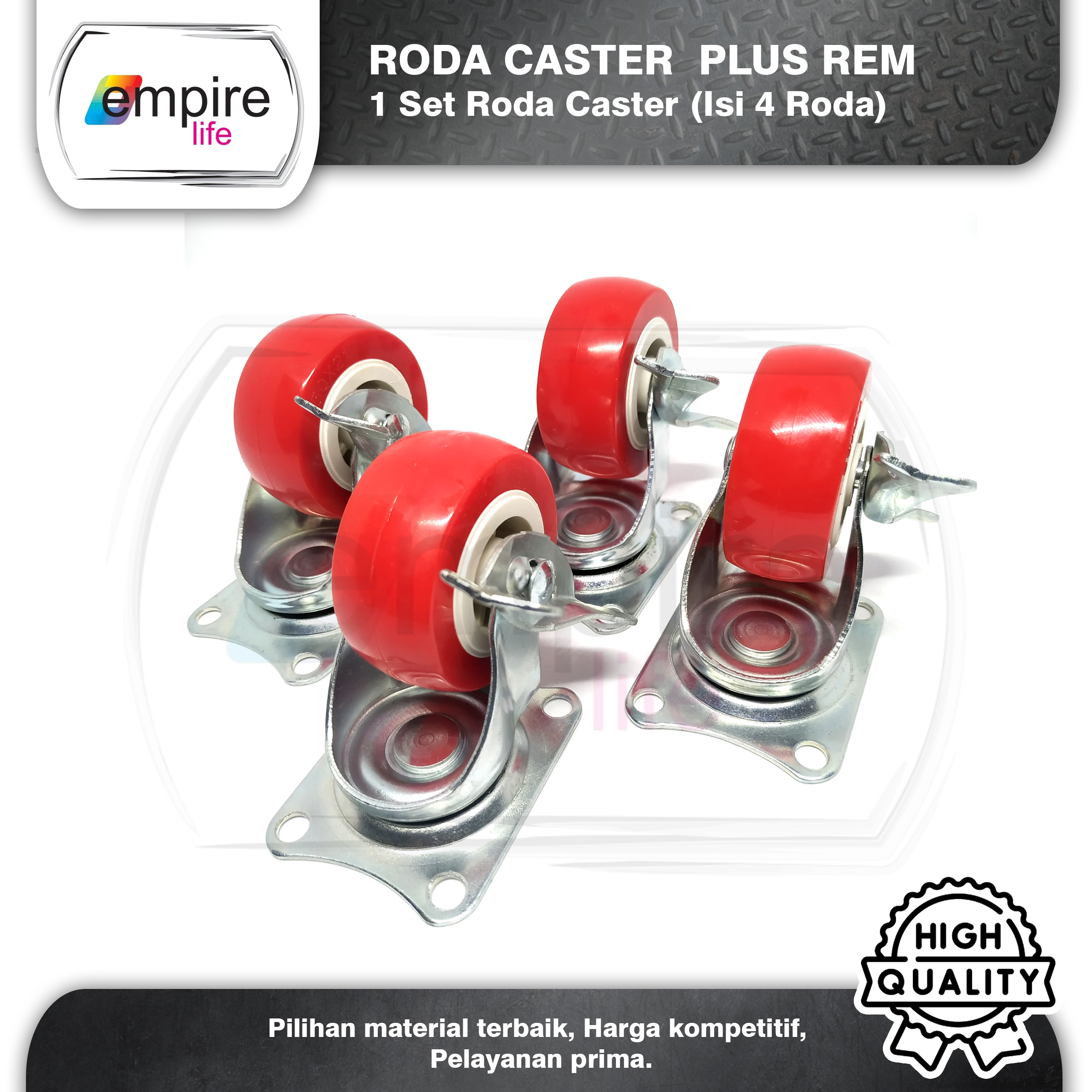 Roda Caster hidup plus Rem 50mm (2 inch) / Kaki Roda Etalase (4 pcs ...