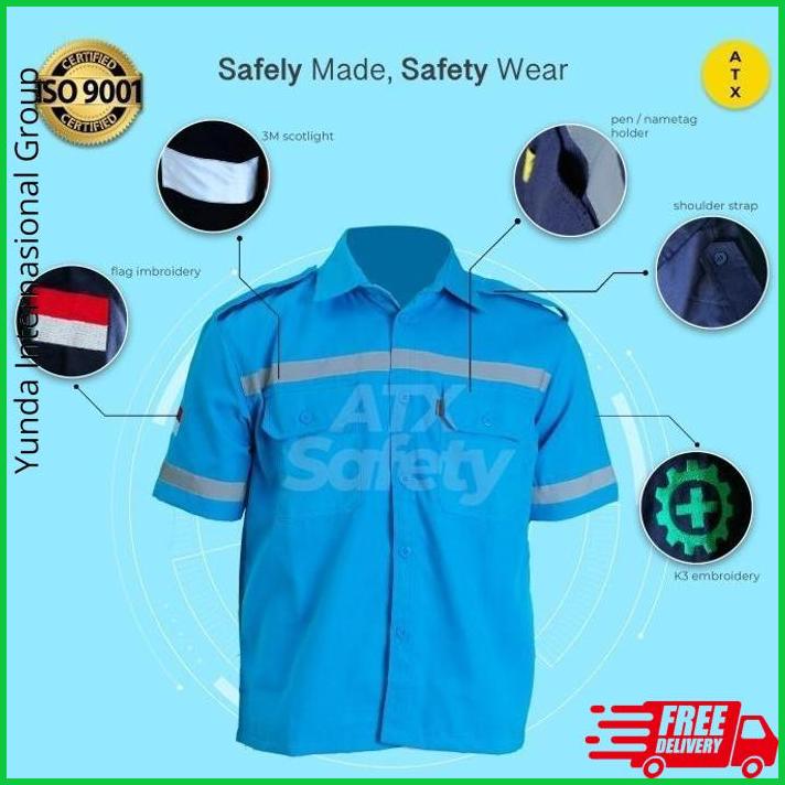 Wearpack Safety Baju Kerja Lapangan Lengan Pendek Merk Atx Biru Pln ...