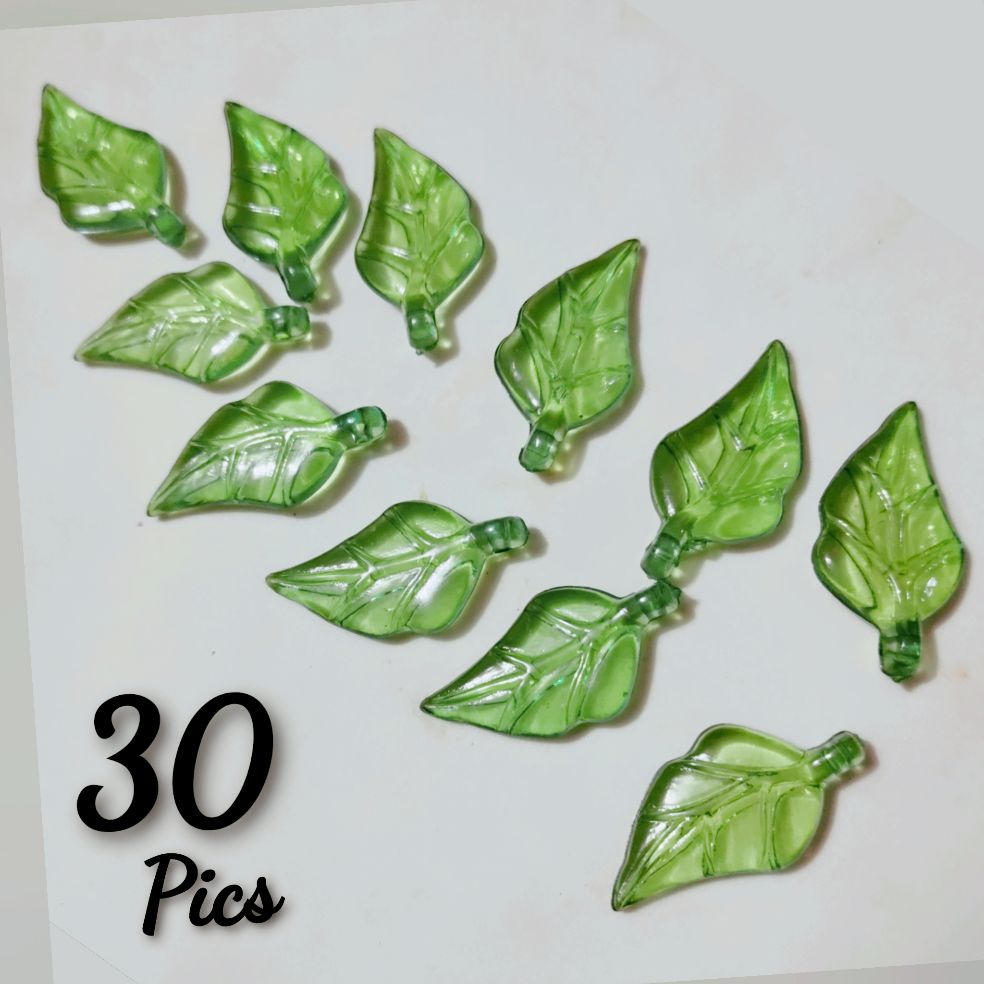 30 pics daun hijau kecil -akrilik daun-manik manik daun-daun tebal ...