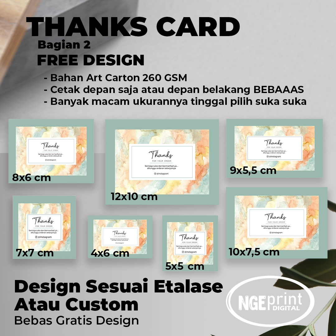 THANK YOU CARD / THANKS CARD / KARTU UCAPAN TERIMAKASIH / SOUVENIR ...