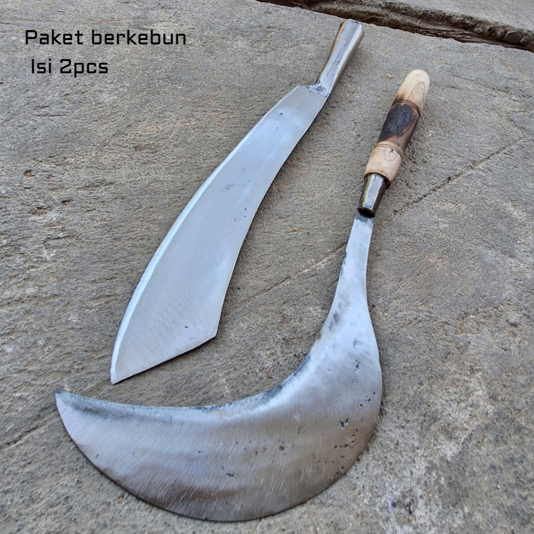 Paket berkebun set 2pcs sabit rumput super tajam dan parang bendo baja ...
