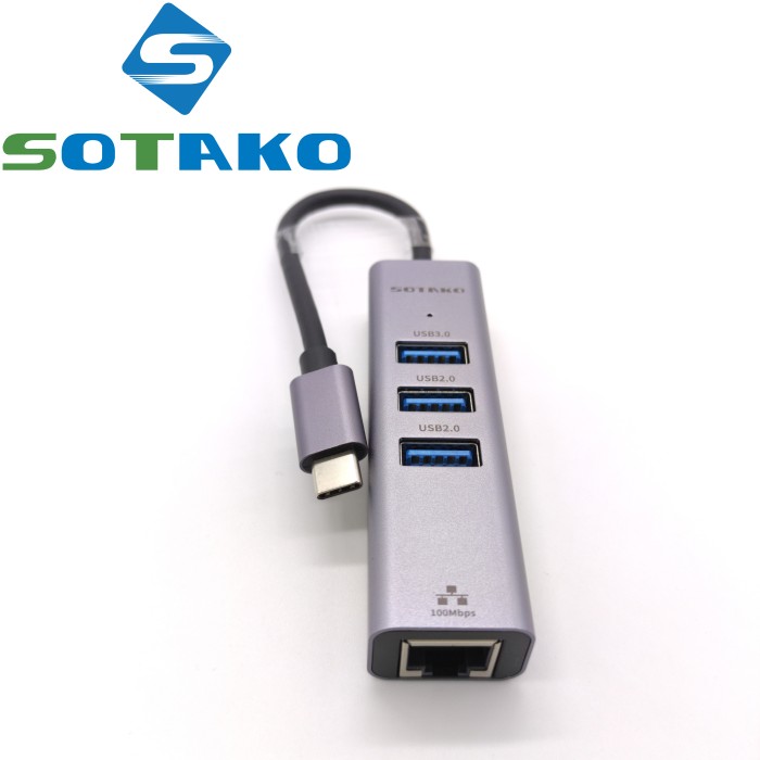 SOTAKO Usb Type C 3.1 to Usb HUB 3.0 Port & LAN Ethernet Rj45 Premium ...