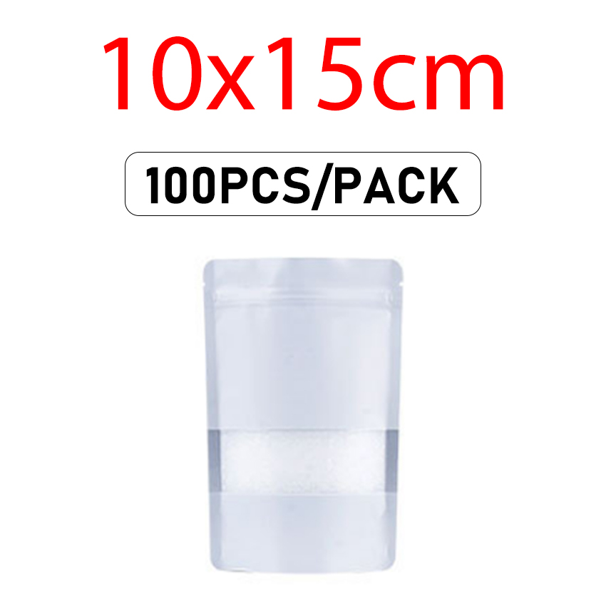 【Ready Stock】100Pcs/Pack Plastik Standing Stand Pouch Window kemasan ...